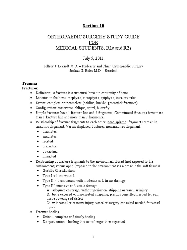 Orthopedic Study Guide | PDF | Hip | Arthritis