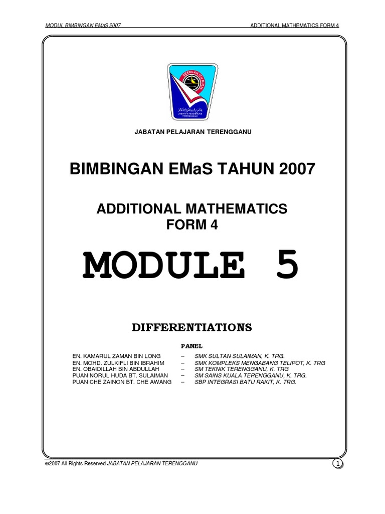 Form 4 - 2007 - Module - Terengganu - Additional Mathematics - 05 PDF ...