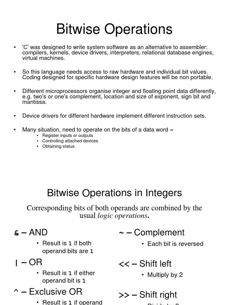 Bitwise Operations | Download Free PDF | Bit | Computer Science
