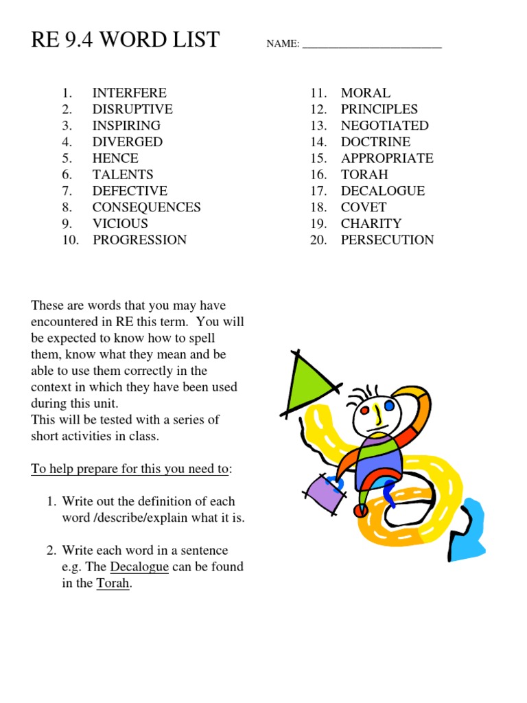 RE 9.4 Vocabulary Word List | PDF