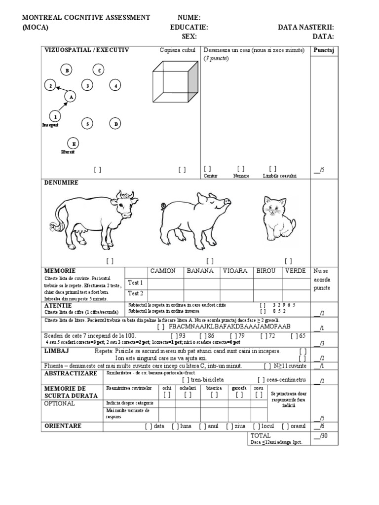Moca Test Pdf