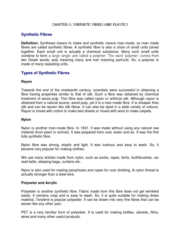 Synthetic Fibers Definition