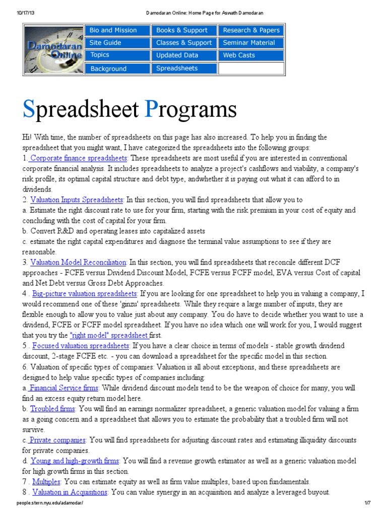 Damodaran Online - Home Page For Aswath Damodaran | PDF | Cost Of ...