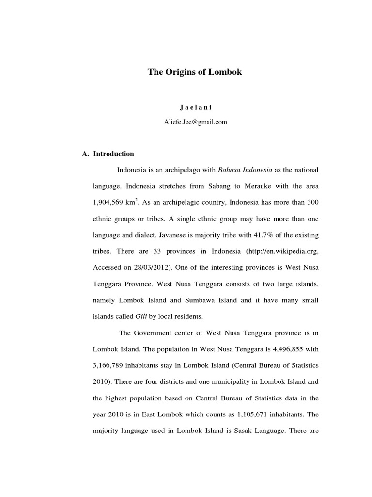 Origins and History of Lombok Island | PDF | Bali | Indonesia
