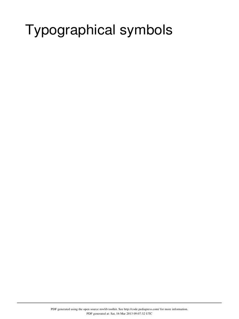 Typographical Symbols Wiki Pedia PDF | PDF | Typography | Typefaces