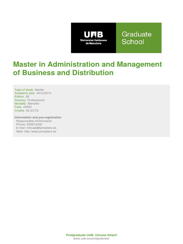 Master in Administration and Management of Business and Distribution ...