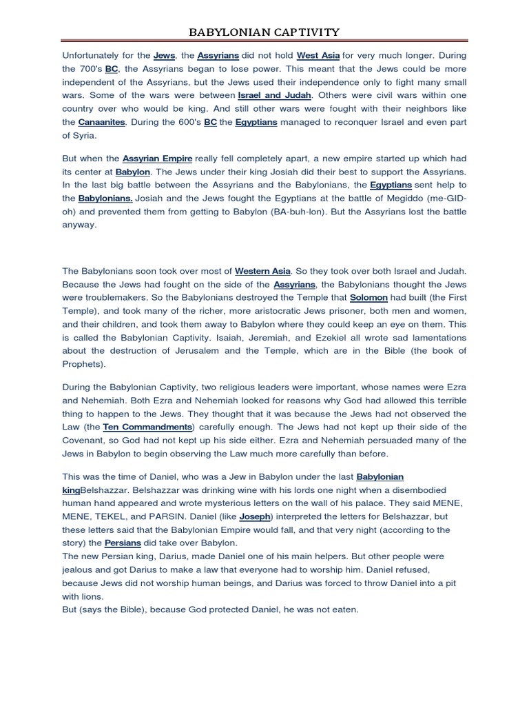 Babylonian Captivity | PDF | Babylonian Captivity | Babylon