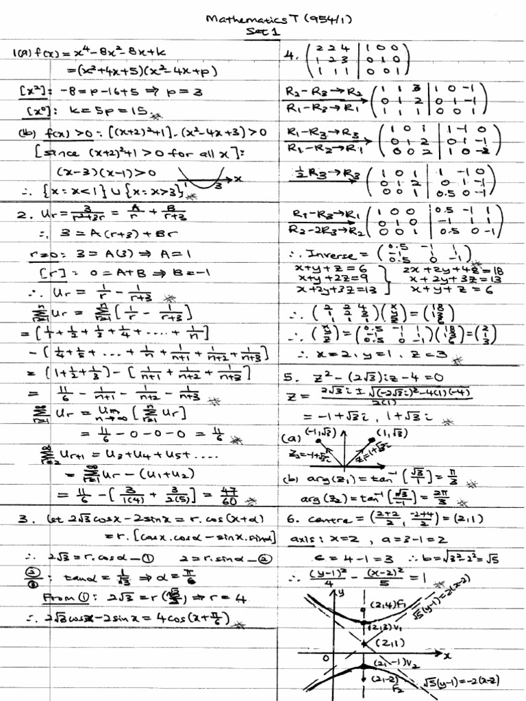 Maths T STPM Sem 1 Model Question Set 1-6 Answer | PDF