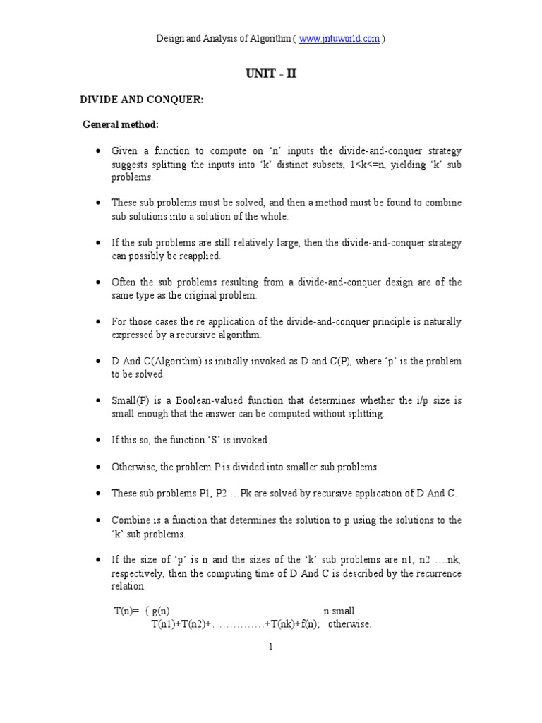 Design and Analysis of Algorithms Unit 2 | PDF | Algorithms And Data ... Design and Analysis of Algorithms Unit 2 | PDF | Algorithms And Data ...