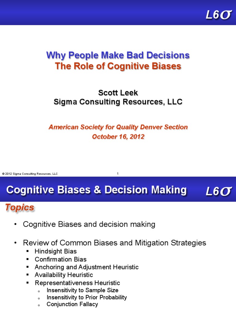 The Role of Cognitive Biases - ScottLeek PDF | PDF | Heuristics In ...