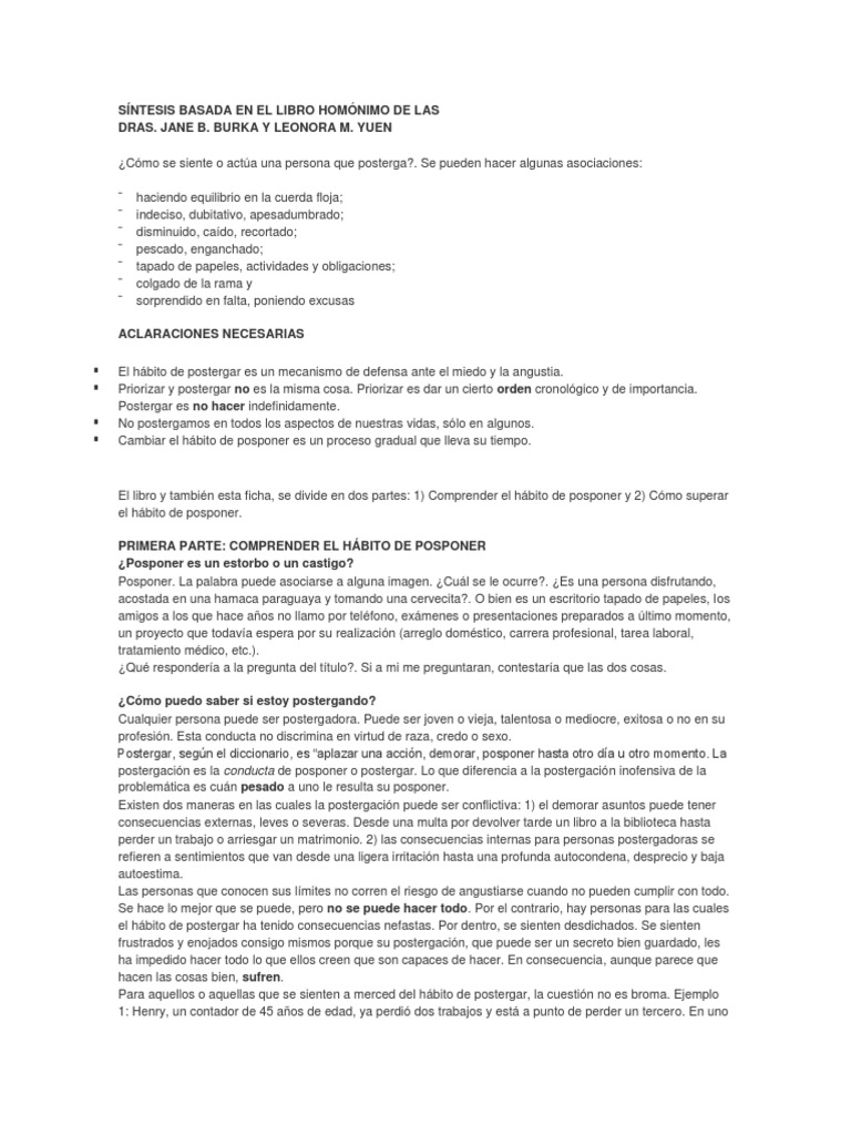 El Hábito de Posponer | PDF | Temor | Toma de decisiones