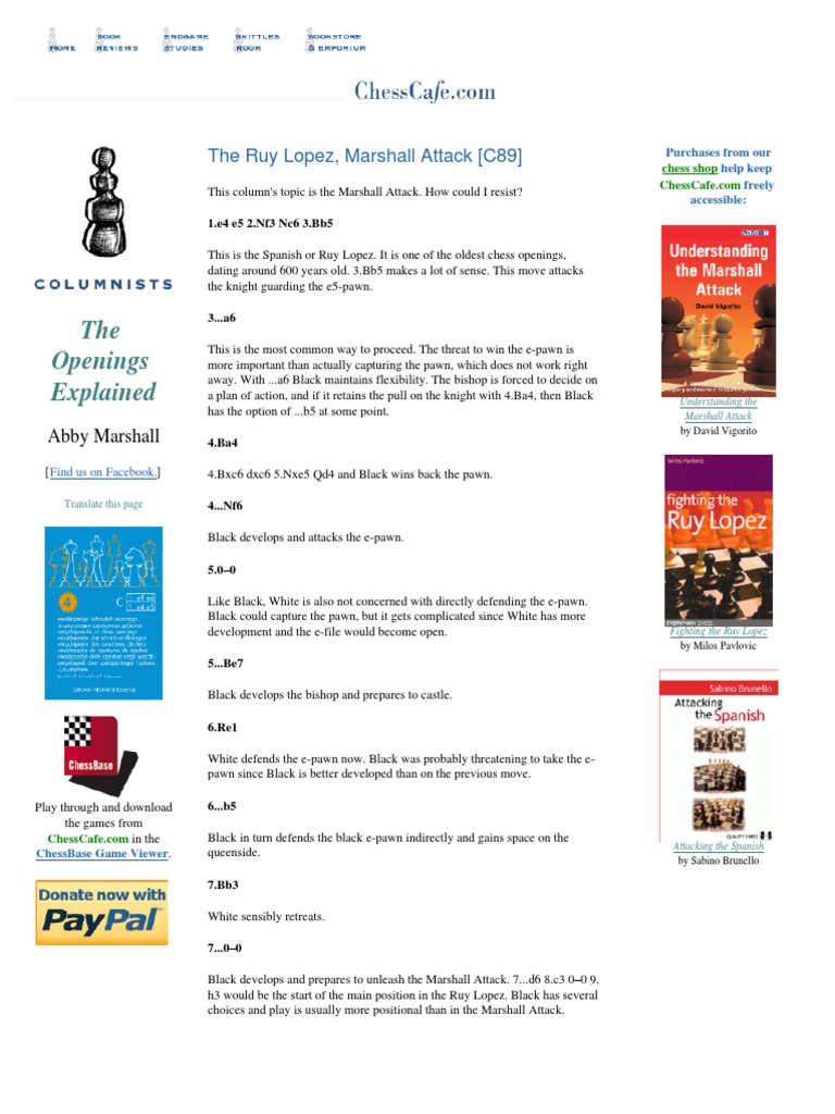 The Ruy Lopez, Marshall Attack - C89 - Abby21 PDF | PDF | Chess ...