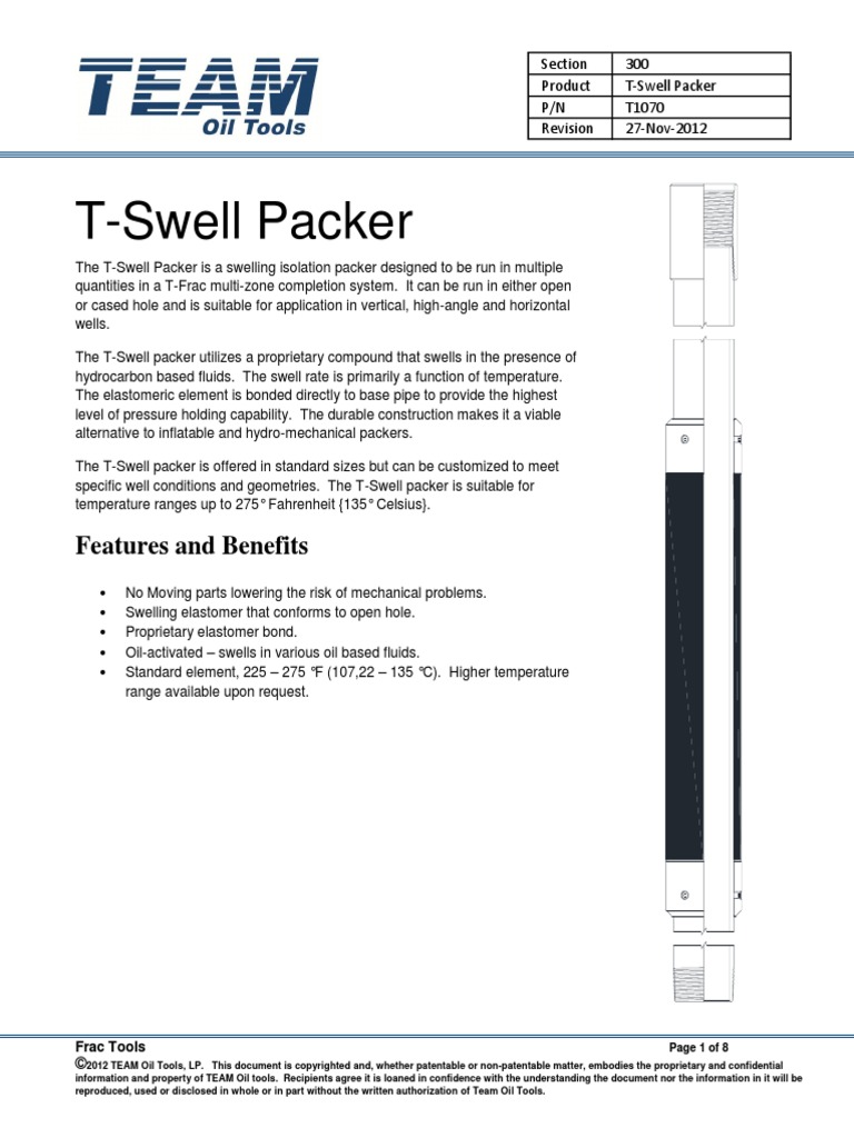 T-Swell Packer T1070 PDF | PDF | Hydraulic Fracturing | Fahrenheit
