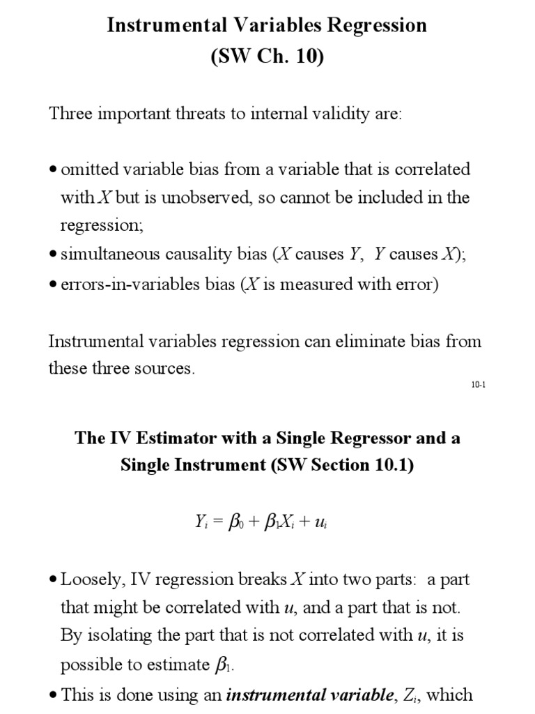 Introduction To Econometrics - Stock & Watson - CH 10 Slides | PDF | Instrumental Variable ...