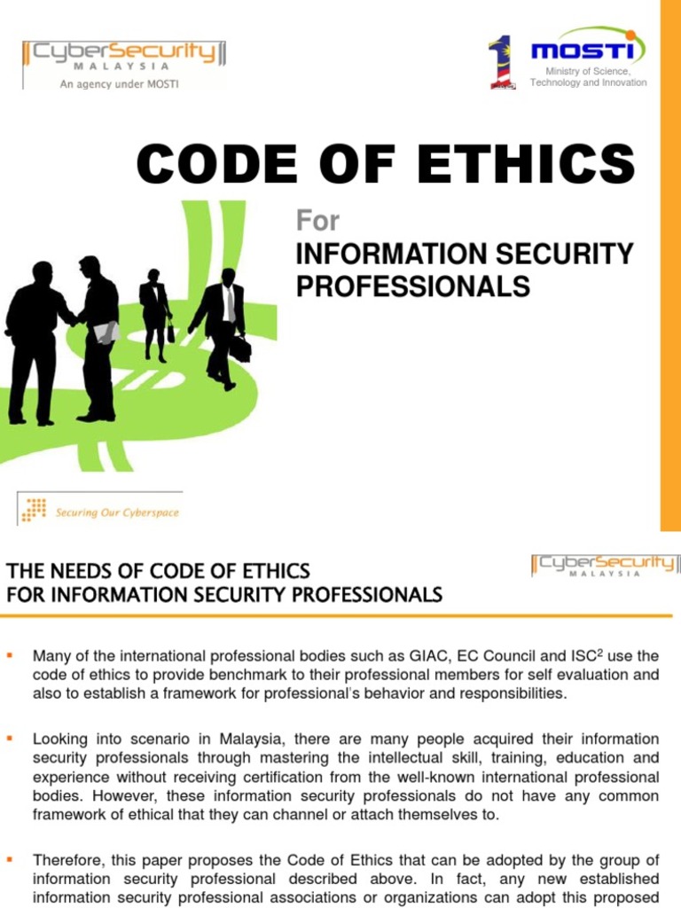 Security Professional Code Of Ethics Computer Security Security