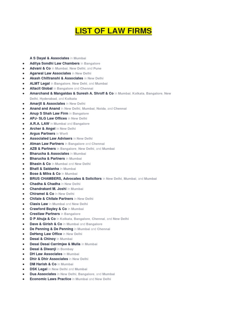 List of Top Law Firms in India | PDF