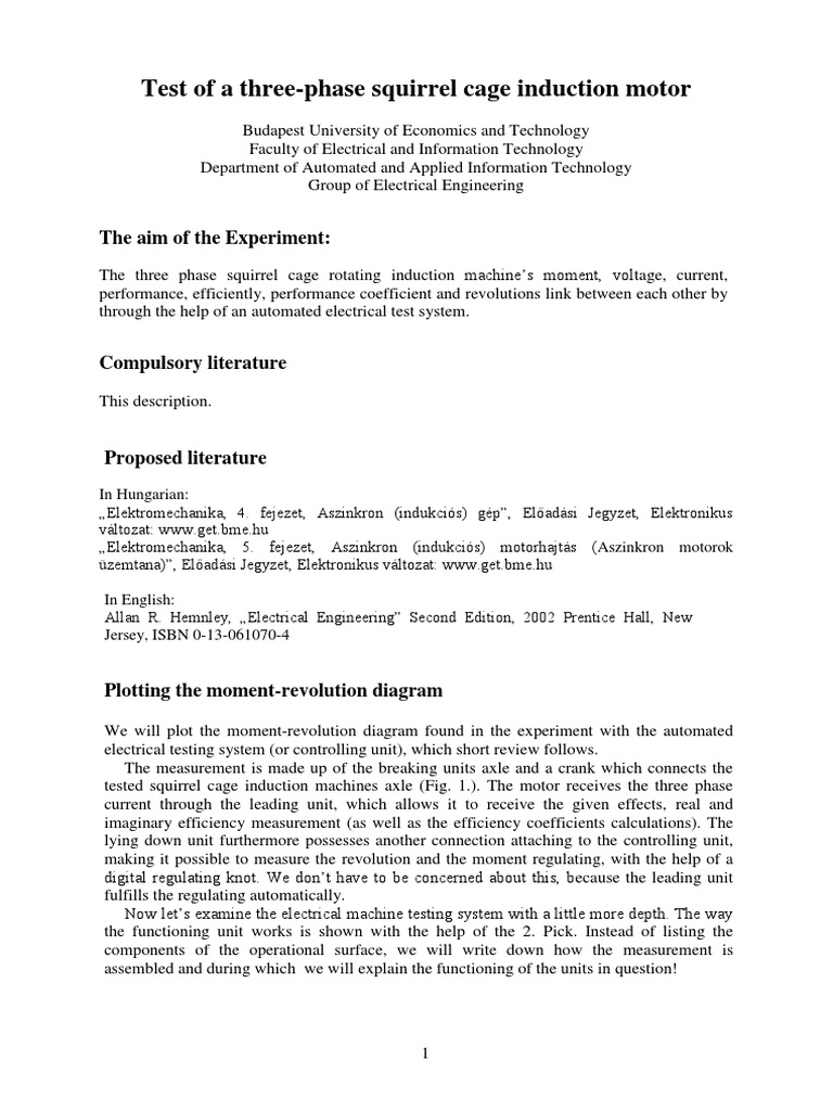 Test of A Three-Phase Squirrel Cage Induction Motor - 2 PDF | PDF ...