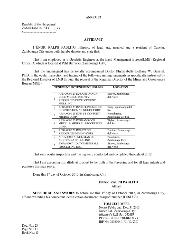 Affidavit Annex | PDF