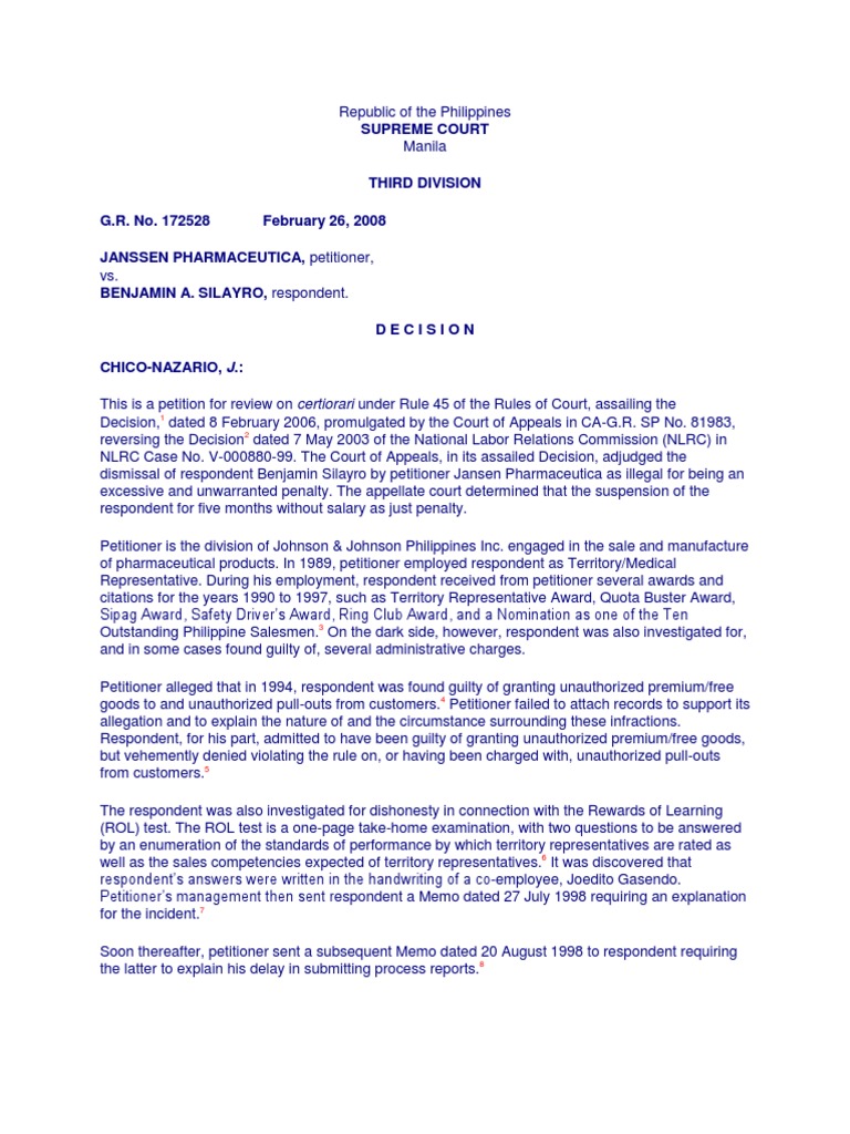 Janssen Pharmaceutica Vs Silayro | PDF | Judgment (Law) | Burden Of Proof (Law)