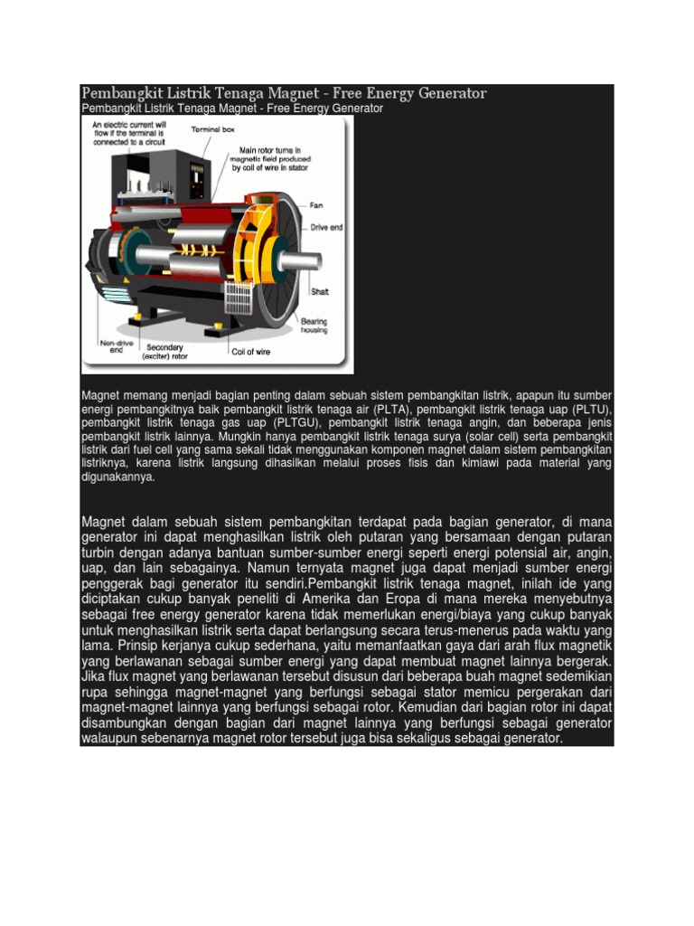 Pembangkit Listrik Tenaga Magnet Efisien | PDF | Griya & Taman | Sains ...