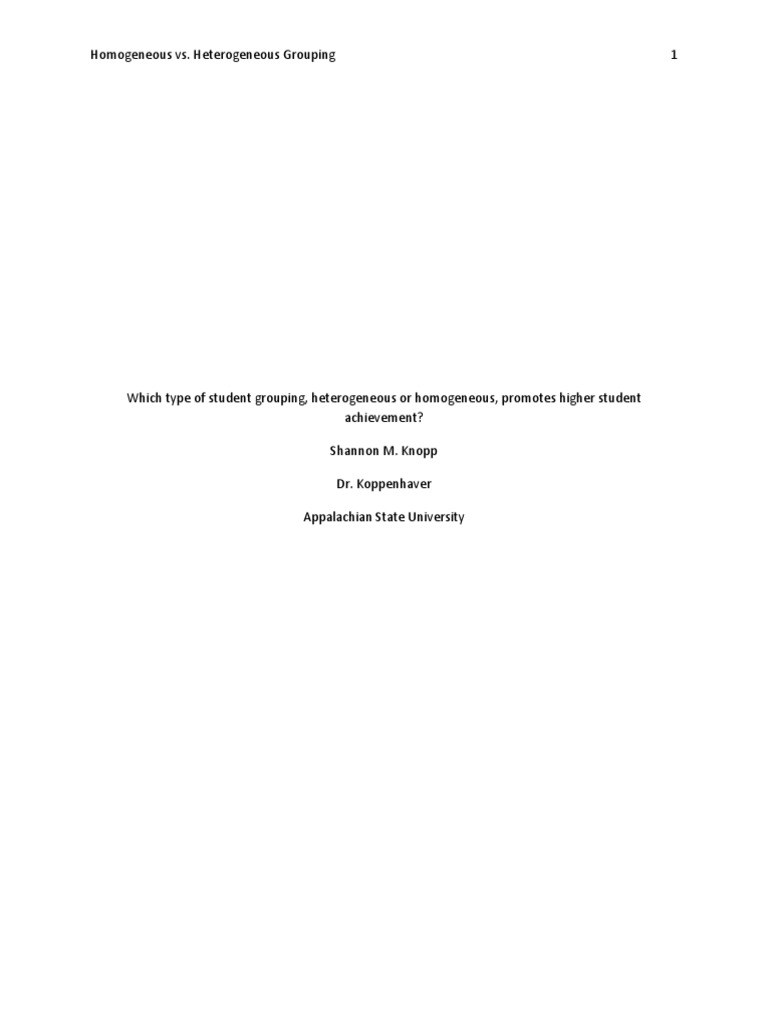 Homogeneous vs. Heterogeneous Grouping 1 | PDF | Curriculum | Pedagogy