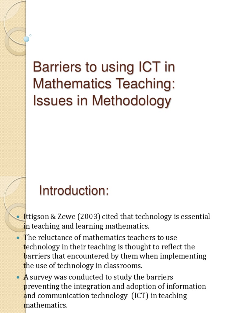 Barriers to Using ICT in Mathematics Teaching | Educational Technology ...