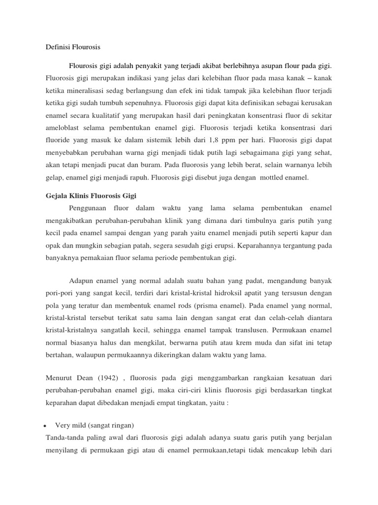 Flourosis Gigi Adalah Penyakit Yang Terjadi Akibat Berlebihnya Asupan ...