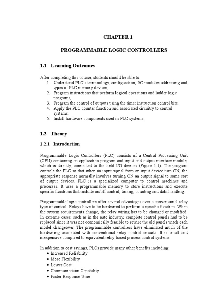 04 Chapter 1 - PLC | PDF | Programmable Logic Controller | Computer Memory