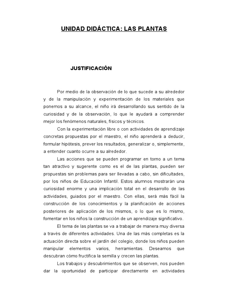 Unidad Didáctica - Las Plantas | PDF