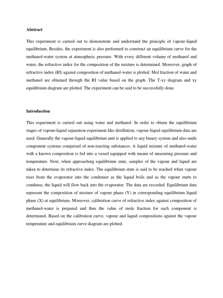 Report VLE | PDF | Phase (Matter) | Vapor