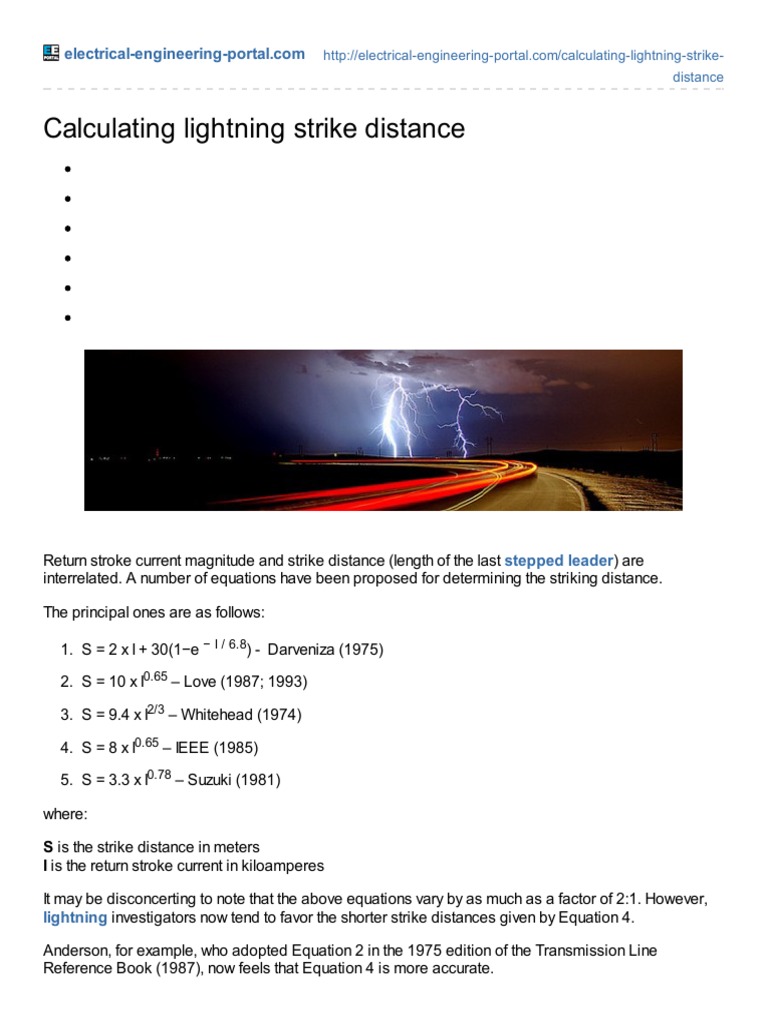 Calculating Lightning Strike Distance | PDF | Force | Physical Quantities