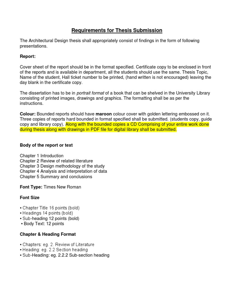 Requirements For Thesis Submission PDF | PDF | Thesis | Portable ...