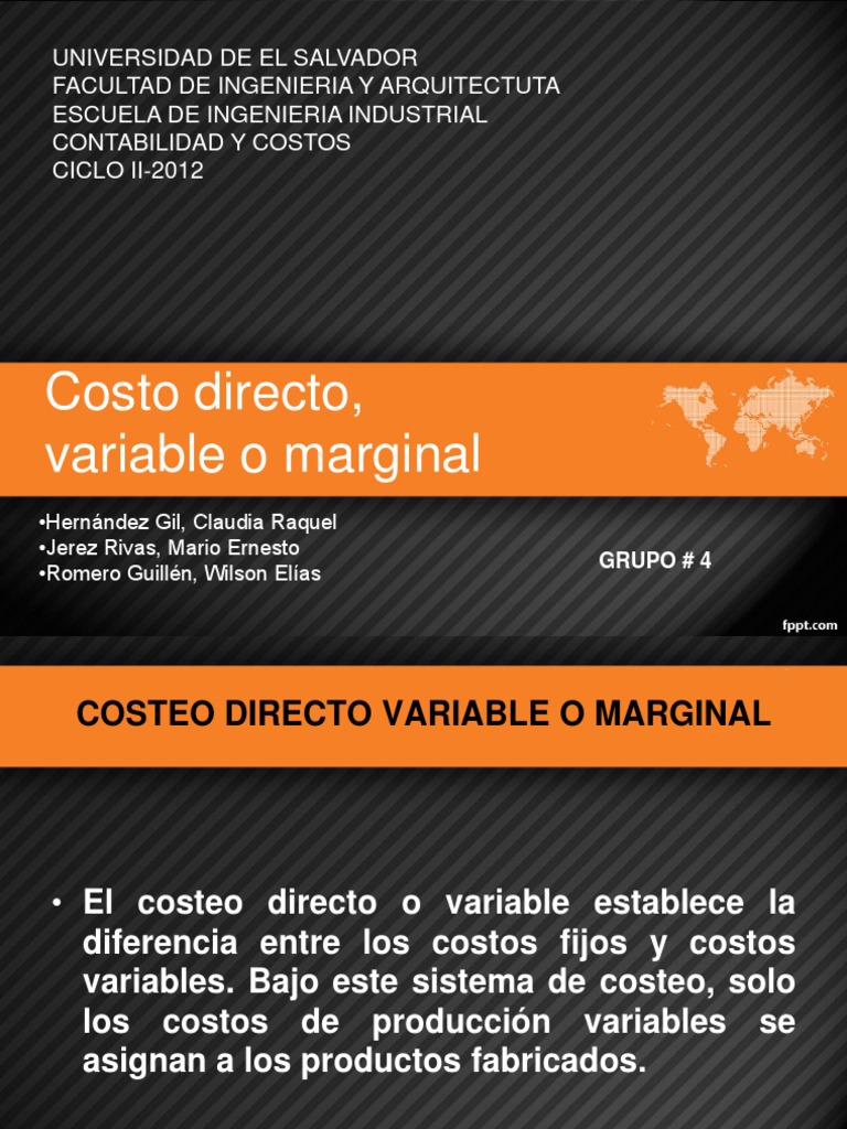 Costo Directo - Variable o Marginal | Costo | Toma de decisiones