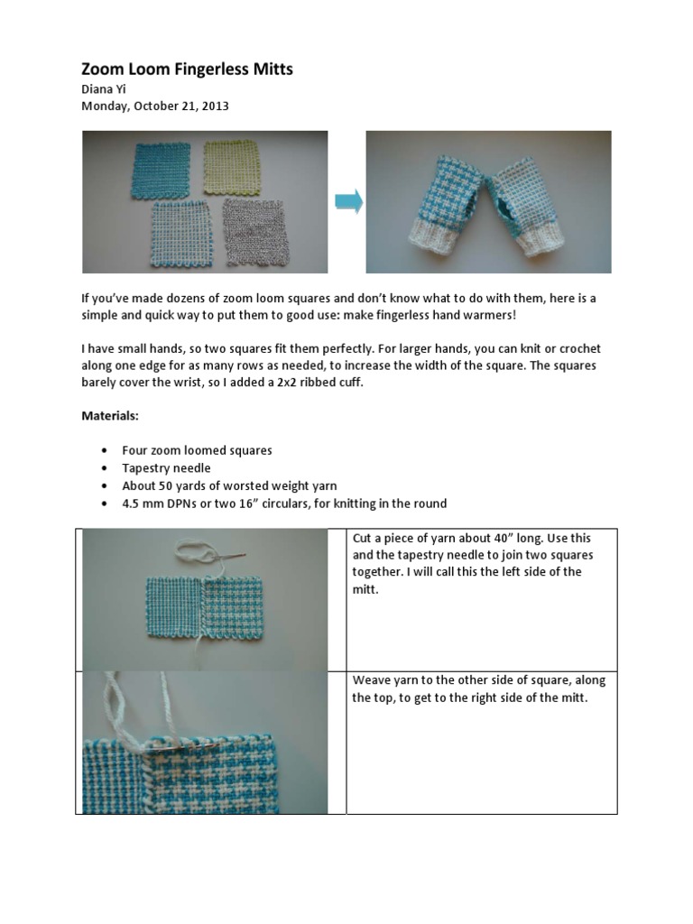 DIY Zoom Loom Fingerless Mitts Guide | PDF