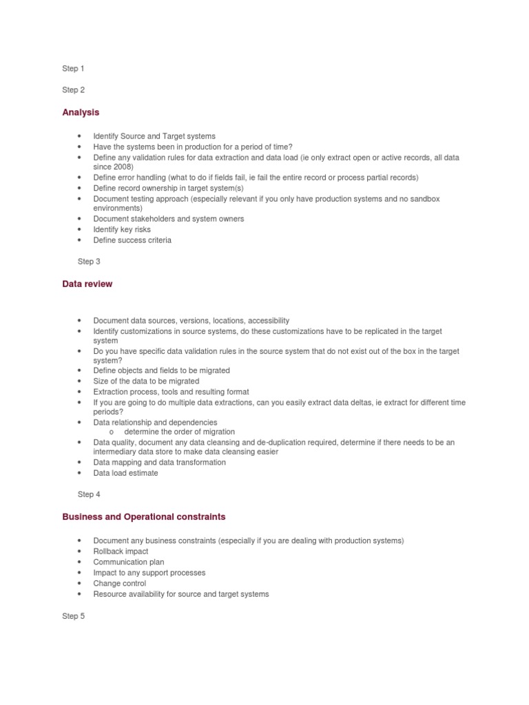 data migration sample plan