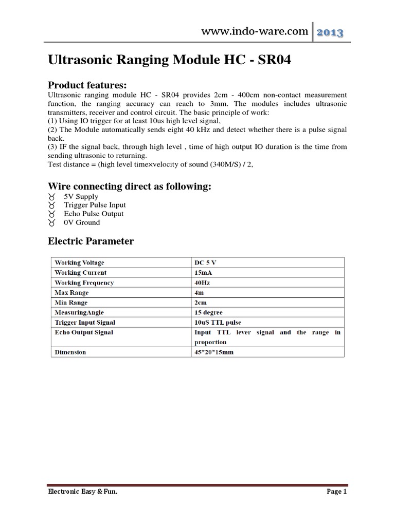 Ultrasonic HC-SR04 PDF | PDF | Ultrasound | Electronics
