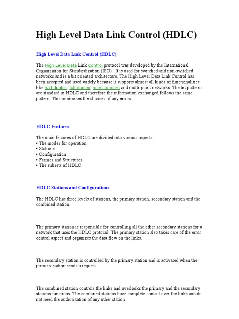 High Level Data Link Control Hdlc Network Protocols Computer Data