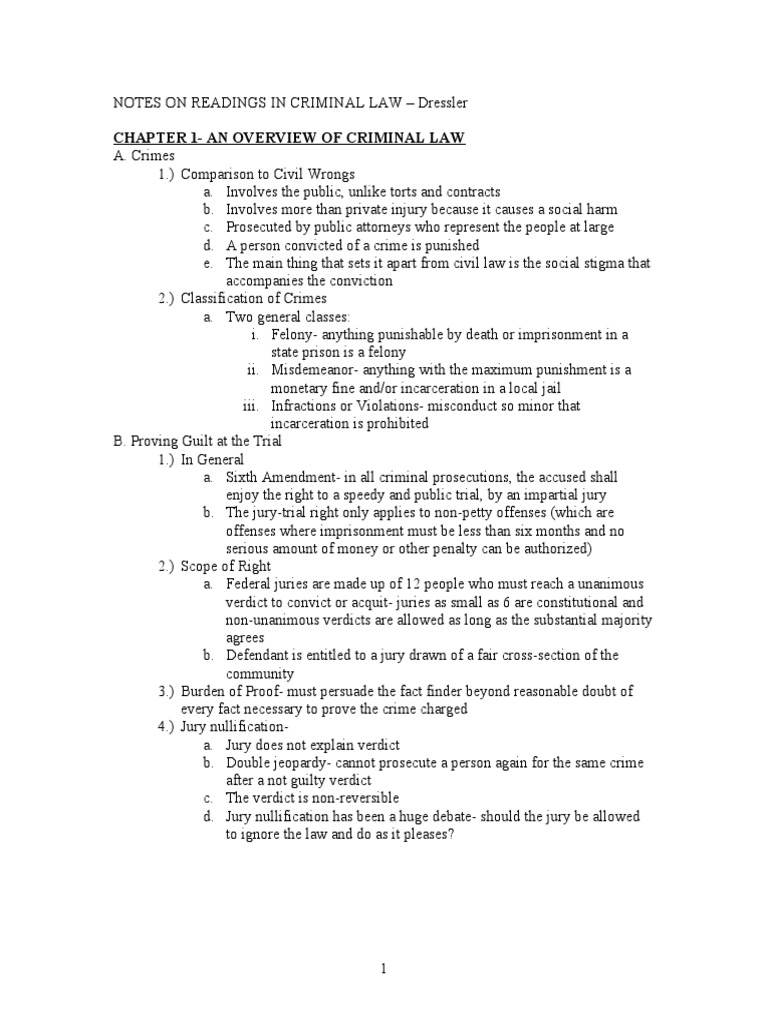 Chapter 1-An Overview of Criminal Law | PDF | Common Law | Violence