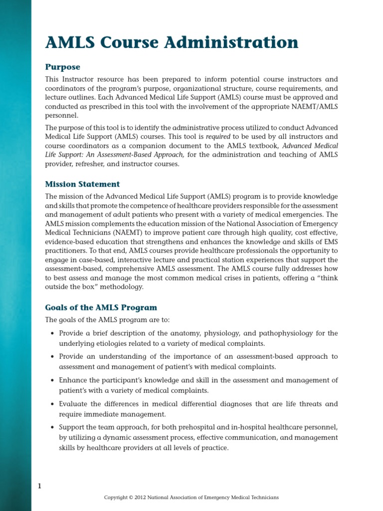 AMLS Course Administration | Download Free PDF | Emergency Medical ...