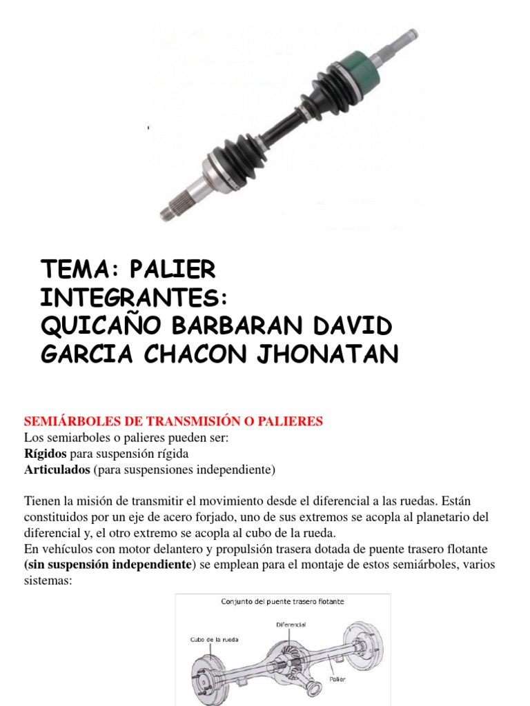 Diferencias y partes del palier | PDF | Ingeniería mecánica ...