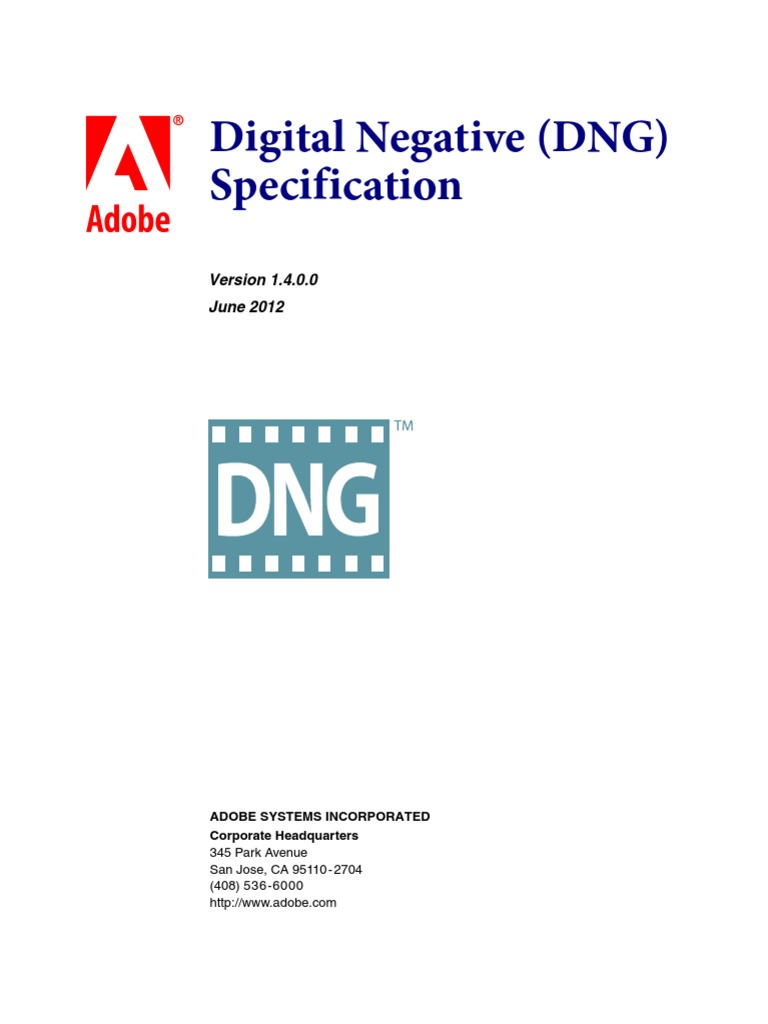 DNG File Specification | PDF | Raw Image Format | File Format