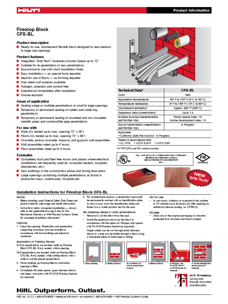 Hilti CFS-BL Firestop Block Overview | PDF | Building Technology | Building
