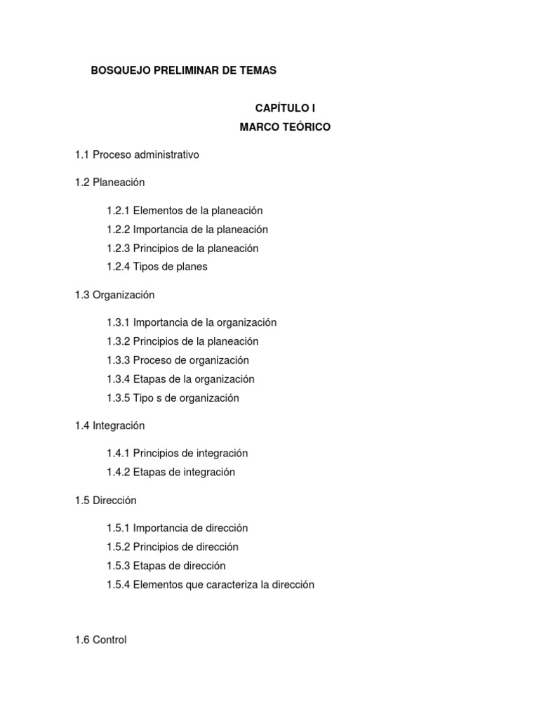 Bosquejo Preliminar de Temas | PDF