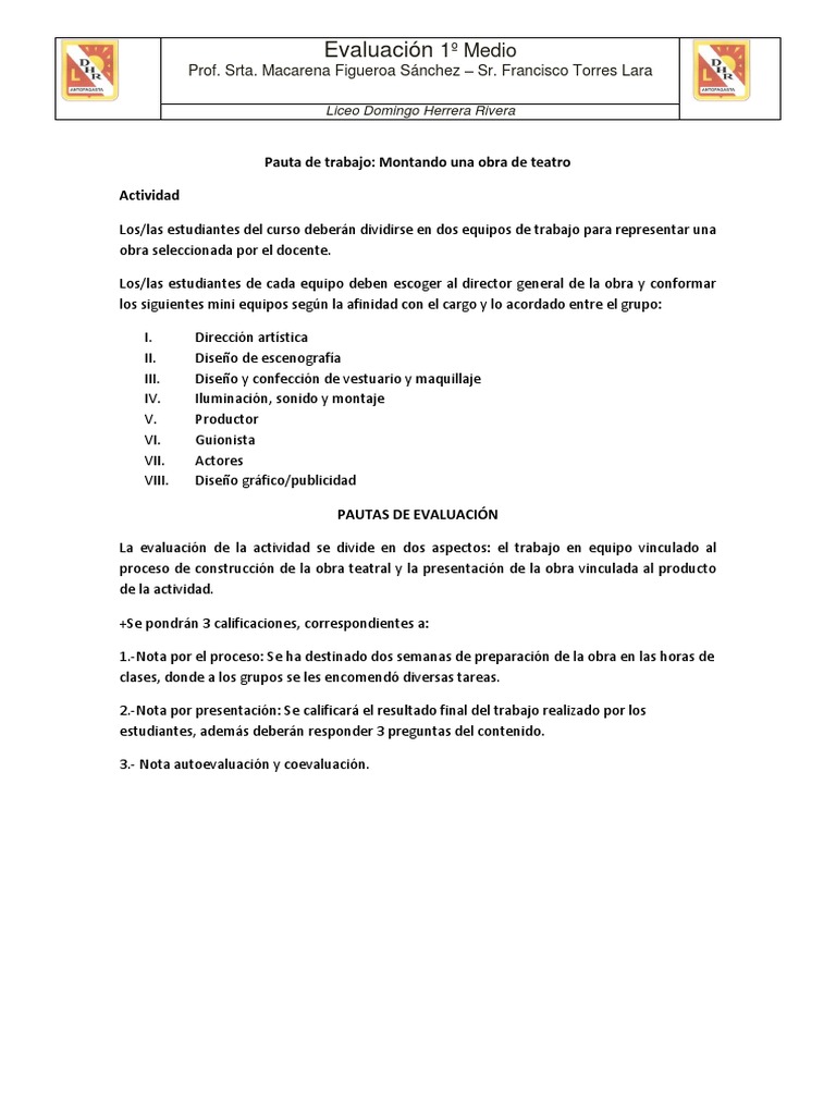 Planificación Obra de Teatro Segundo Maca Pancho | PDF | Teatro | Diseño