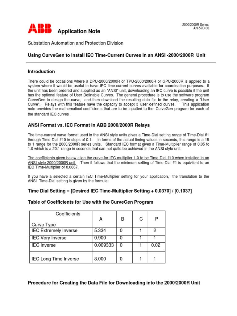 IEC Time-Current Curves in An ANSI | PDF | International ...