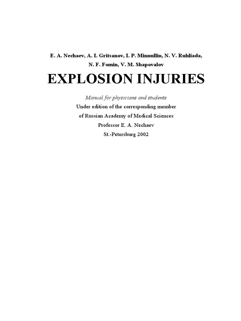 Explosion Injuries | PDF | Land Mine | Anti Tank Warfare
