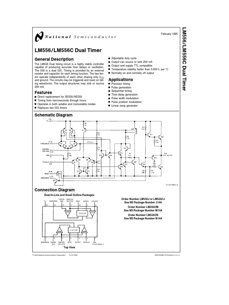 LM556/LM556C Dual Timer: General Description | PDF