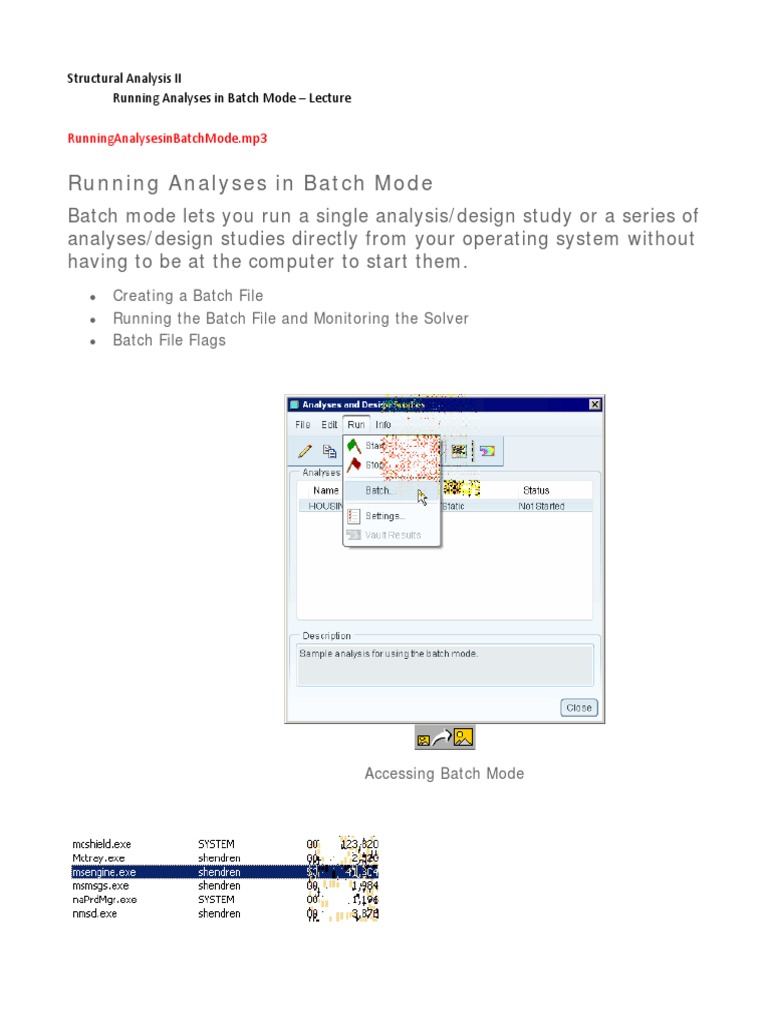 Running Analyses in Batch Mode: A Step-by-Step Procedure for Creating and Executing Mechanica ...