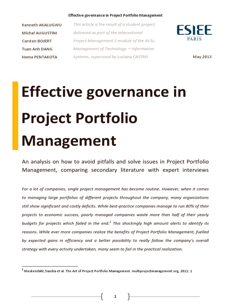 Effective Governance in Project Portfolio Management | PDF | Governance ...