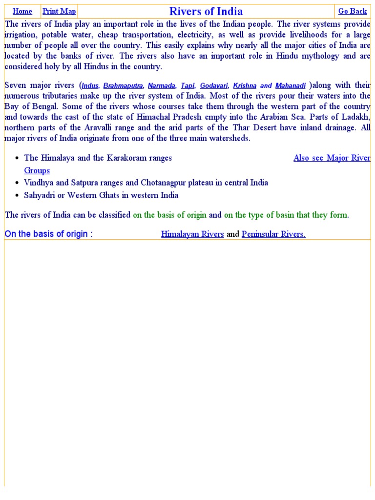 Rivers of India PDF | PDF | Indus River | Himalayas